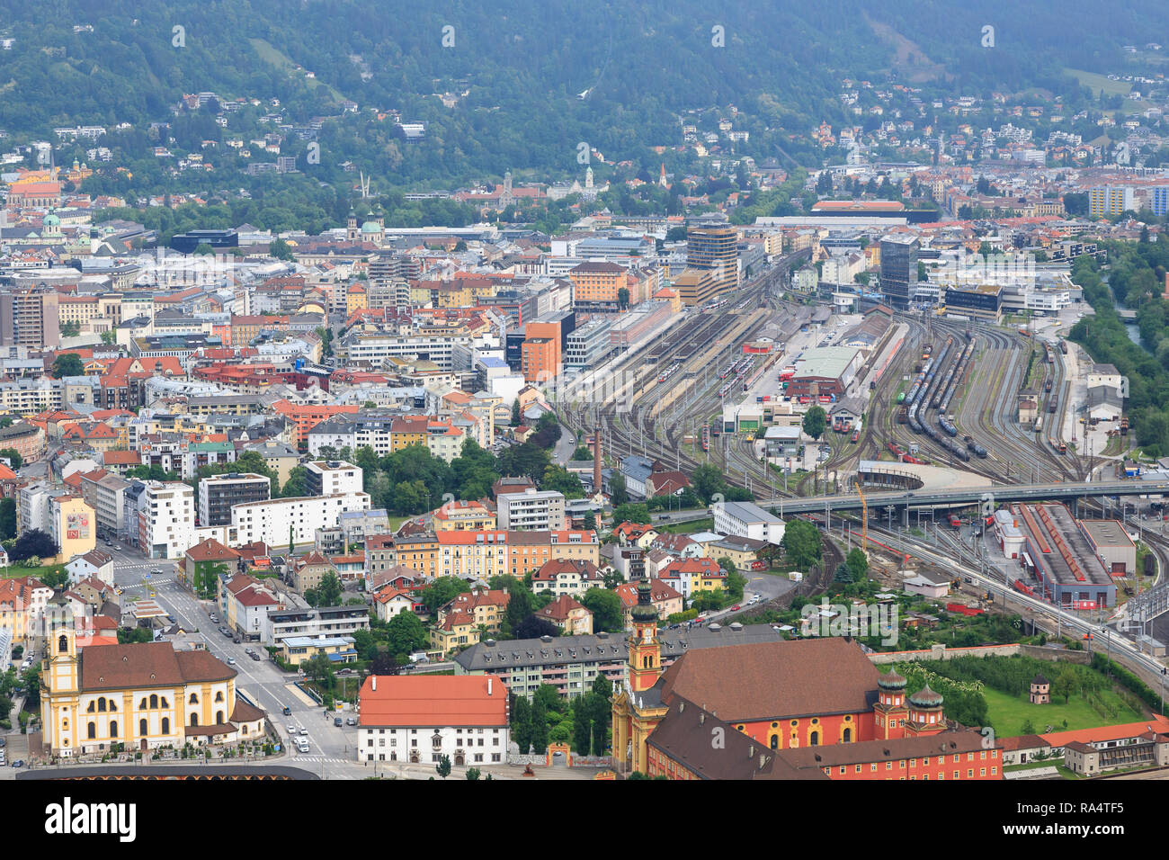 Innsbruck aerial view. Innsbruck from the top. Austria landmark Stock ...