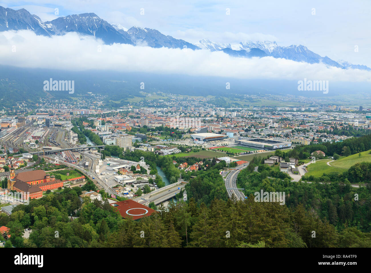Innsbruck aerial view. Innsbruck from the top. Austria landmark Stock ...