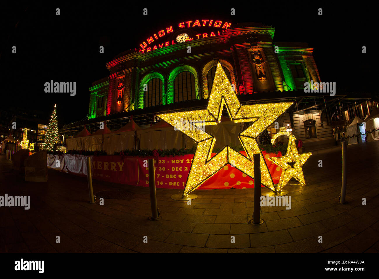 Union Station Holiday Lights at night Stock Photo - Alamy
