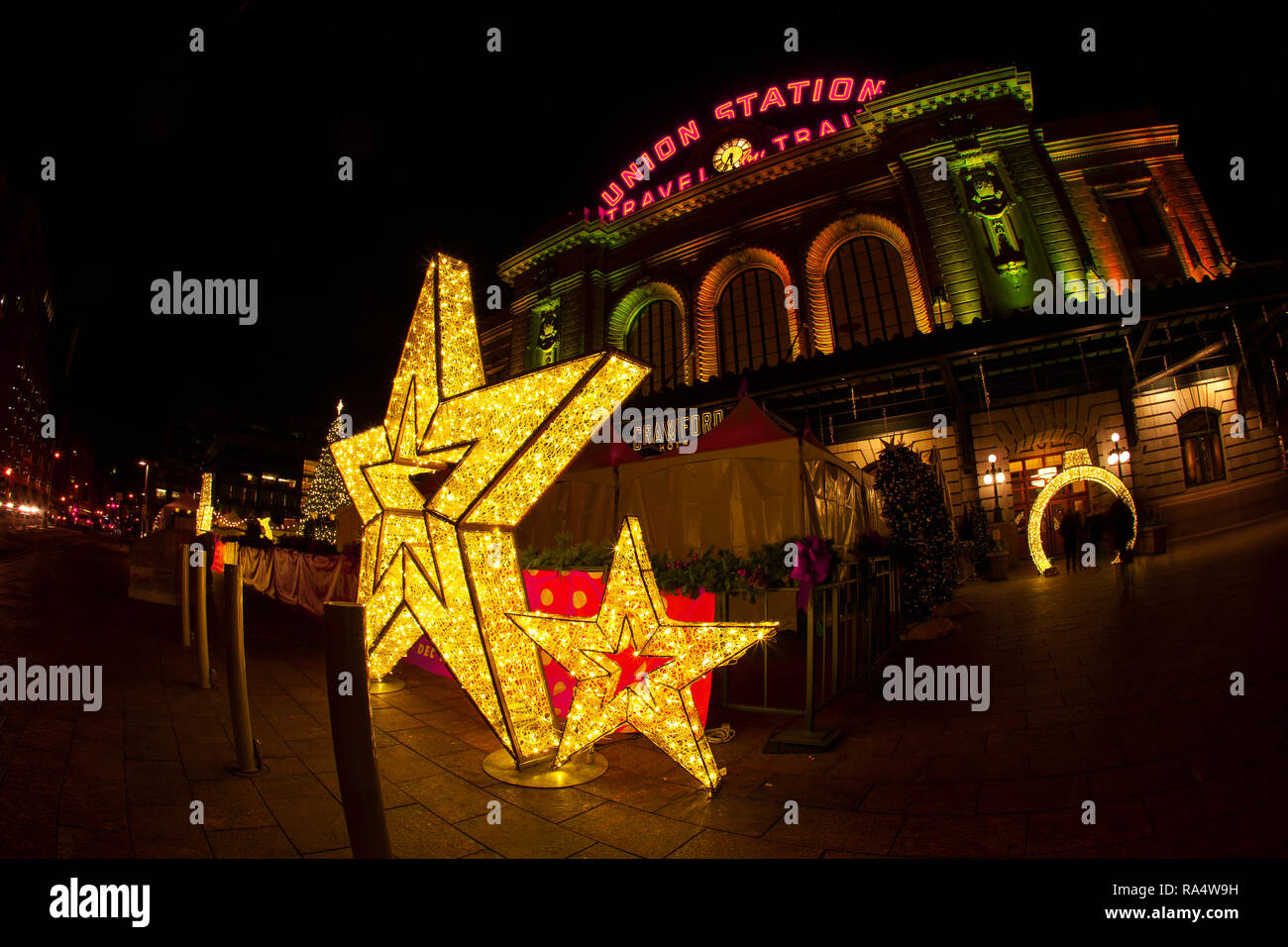 Union Station Holiday Lights at night Stock Photo - Alamy