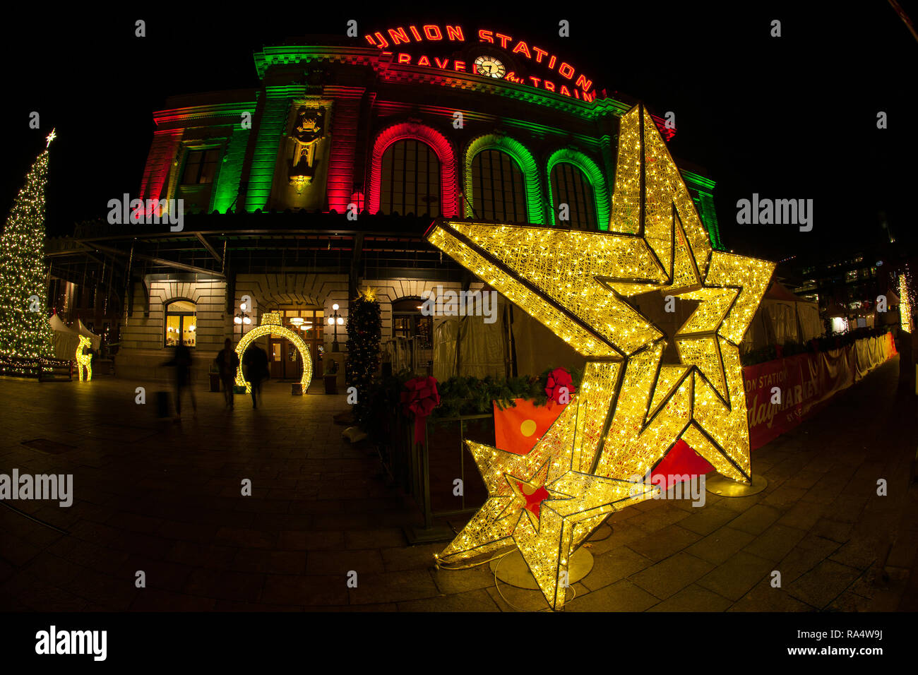 Union Station Holiday Lights at night Stock Photo - Alamy