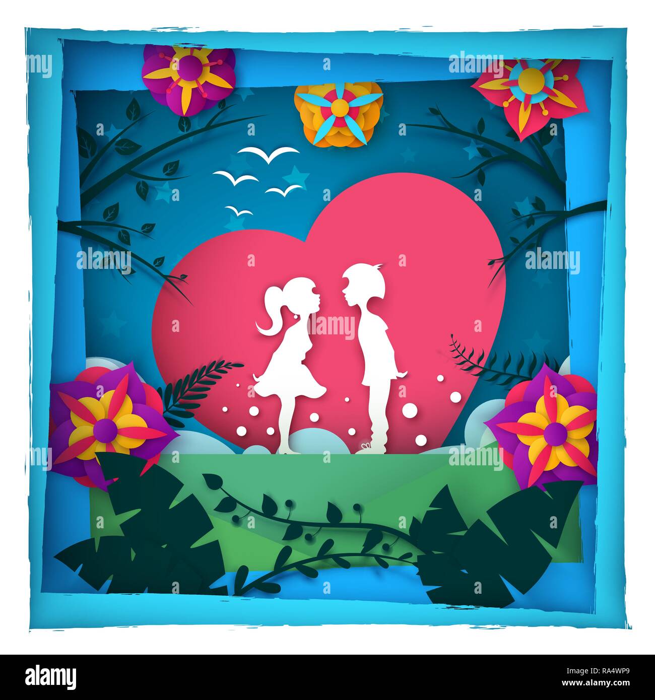 Boy and girl love - paper illustration Stock Vector Image & Art - Alamy