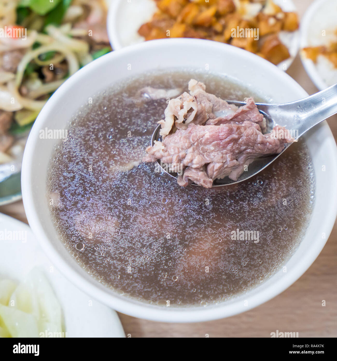 Taiwan famous food - Tainan beef soup, traditional breakfast in Tainan ...