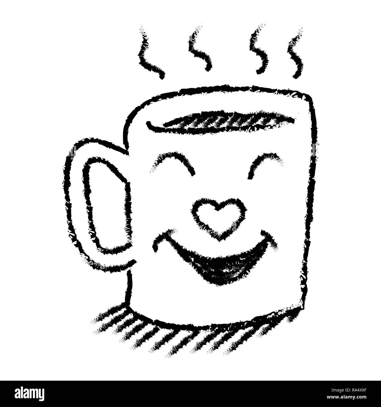 Isolated Cartoon Cup of hot smile coffee on white background - cartoon ...