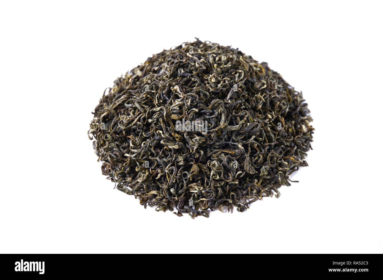 A pile of dry green tea. Isolated on white background Stock Photo - Alamy