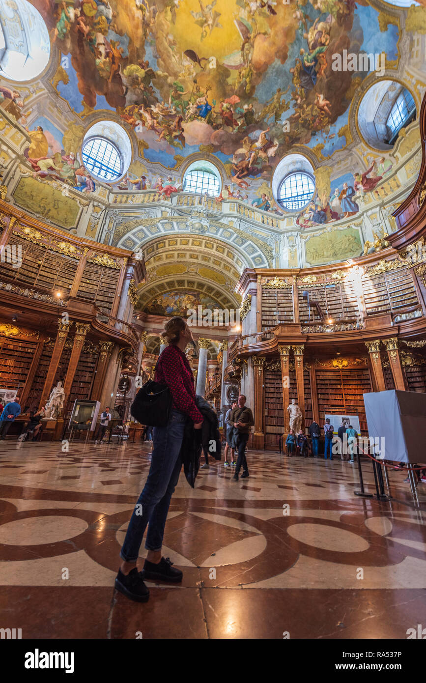 Prunksaal library, Austrian National Library, Vienna, Austria Stock ...