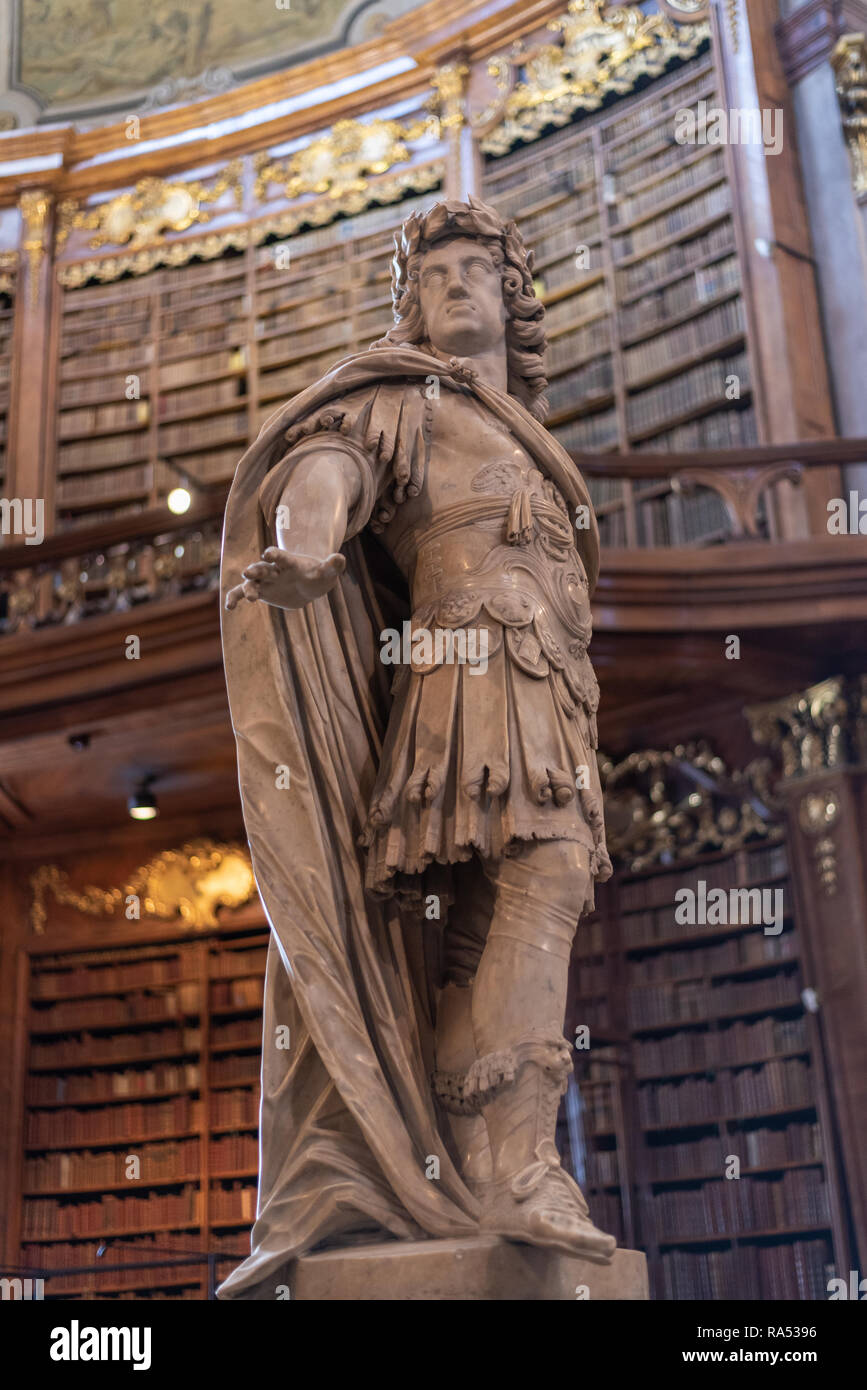 Statue in the Prunksaal library, Austrian National Library, Vienna ...