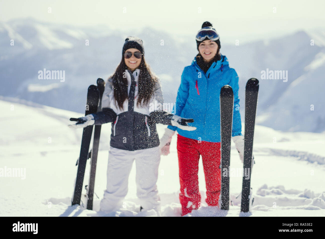 girls with ski Stock Photo - Alamy