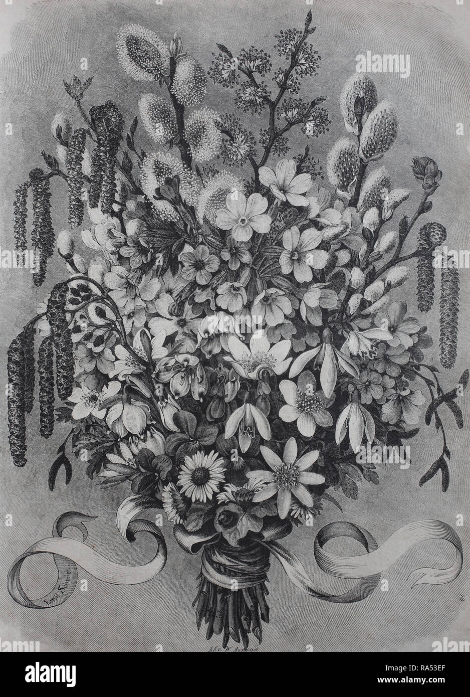 Woodcut flower illustration hi-res stock photography and images - Alamy