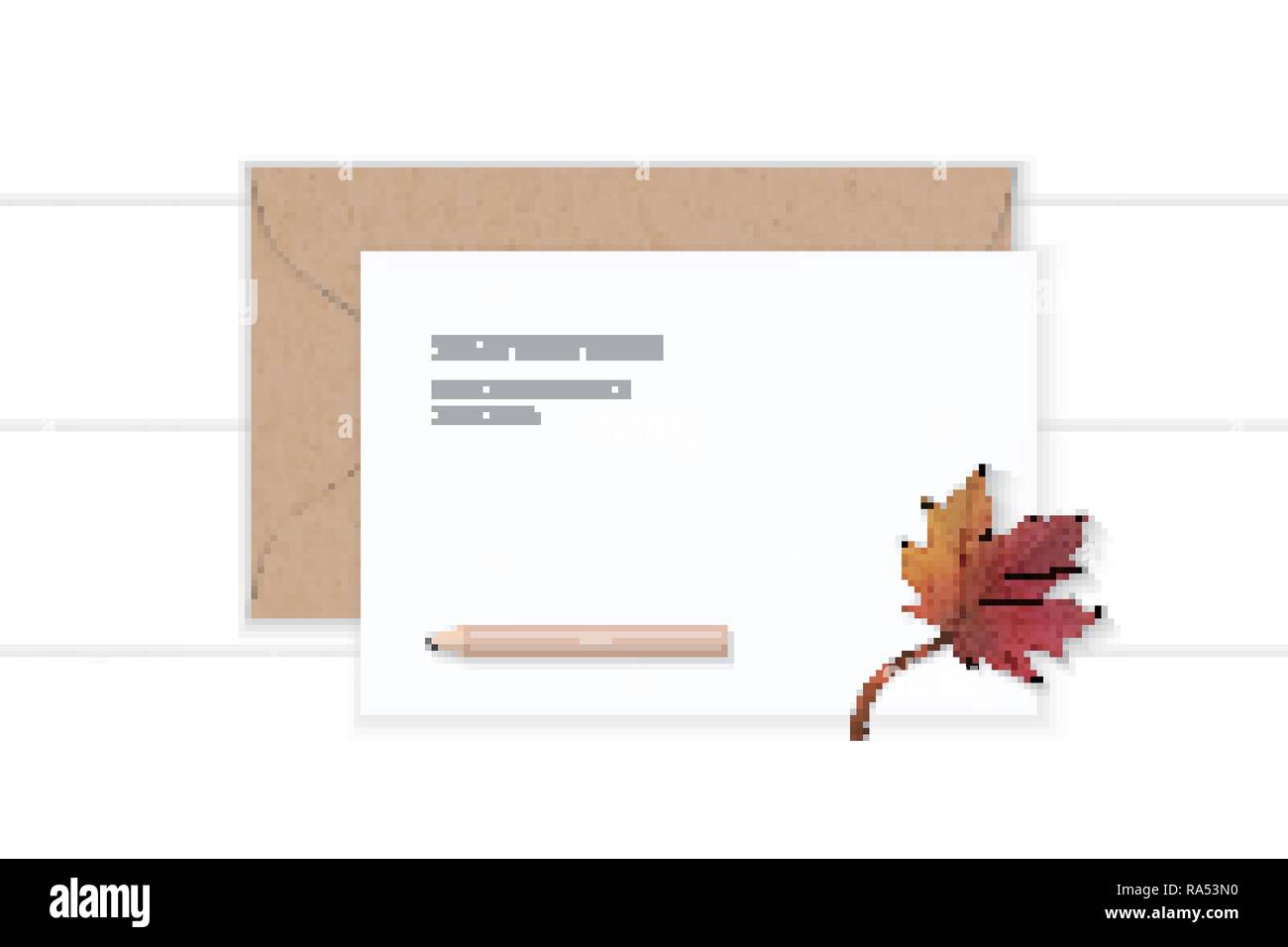 Flat lay top view elegant white composition letter kraft paper envelope ...