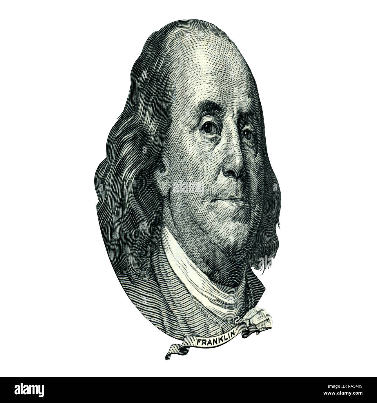 Portrait of U.S. statesman, inventor, and diplomat Benjamin Franklin as ...