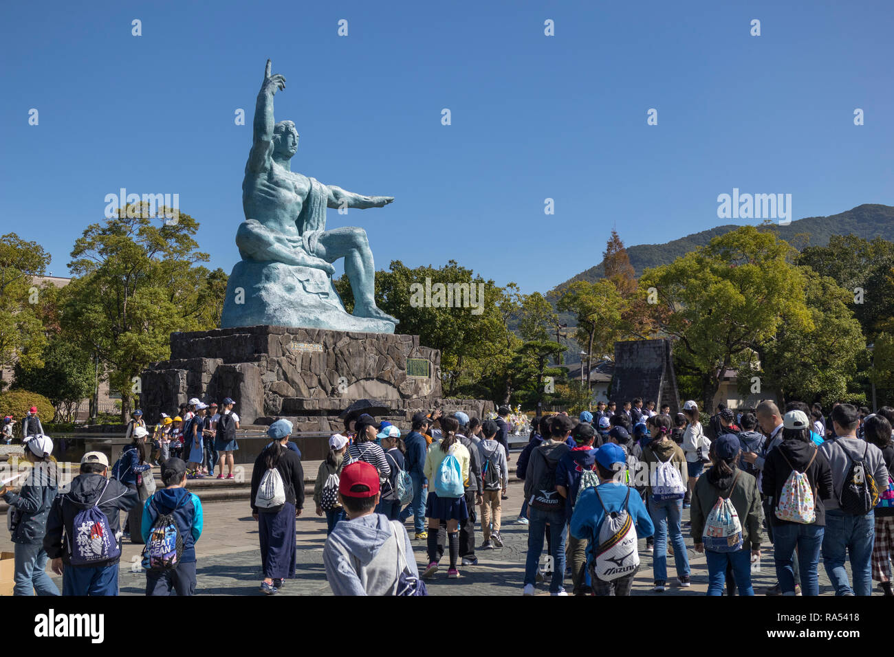 Nagasaki, Japan - October 25, 2018: Nagasaki Peace Statue by Seibo ...