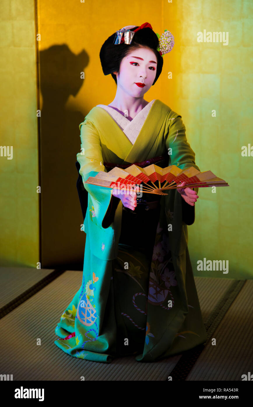 Geisha shows her performance in Japan. Japan is a country located in ...