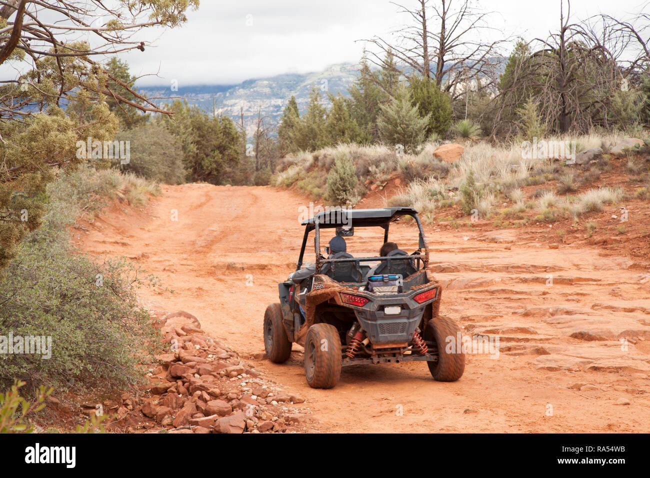 4x4 off road vehicle driving along trail to Devils Bridge Stock Photo ...