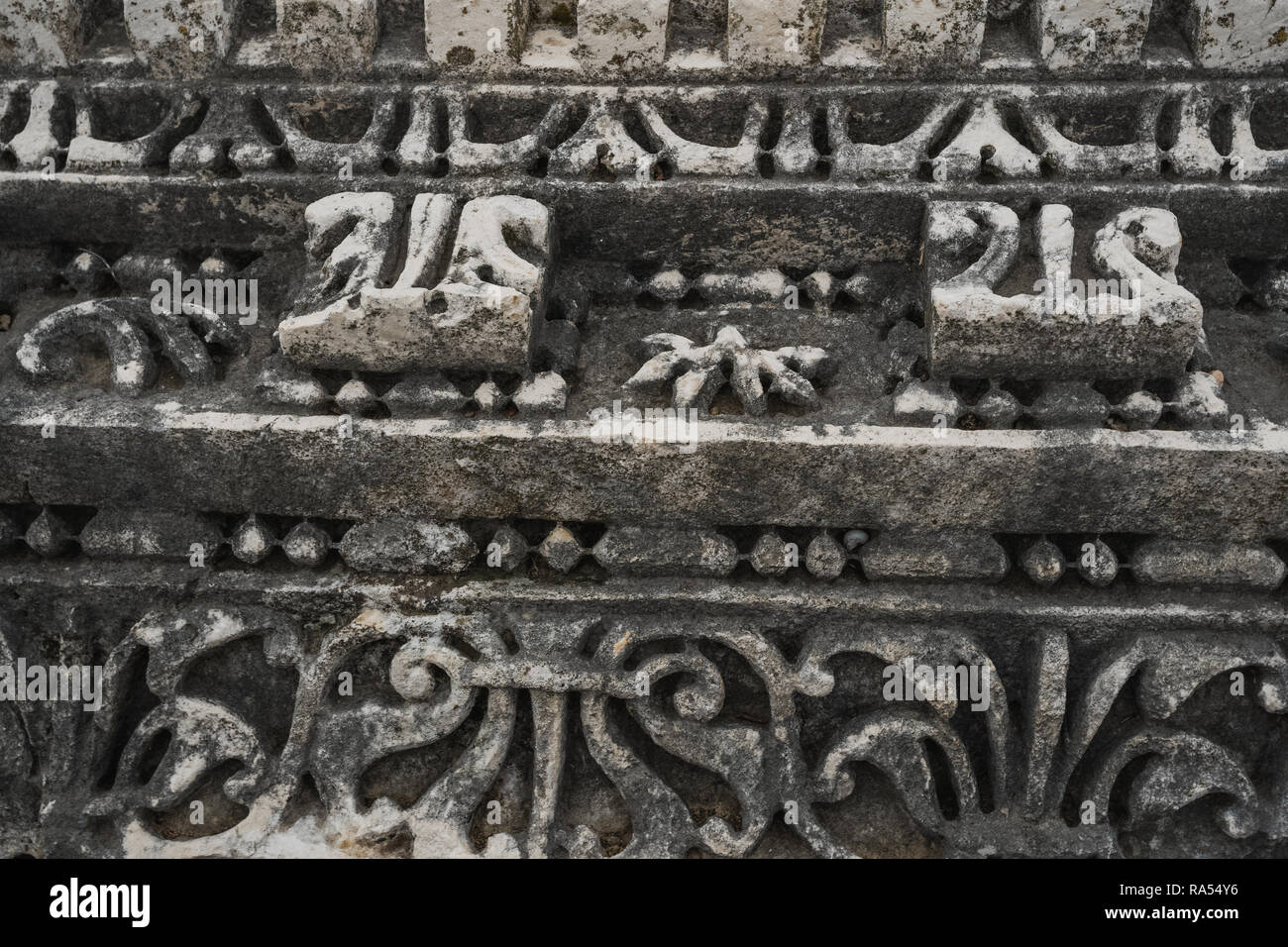 Ancient art. Details of beautiful decor of real very old monument of ...