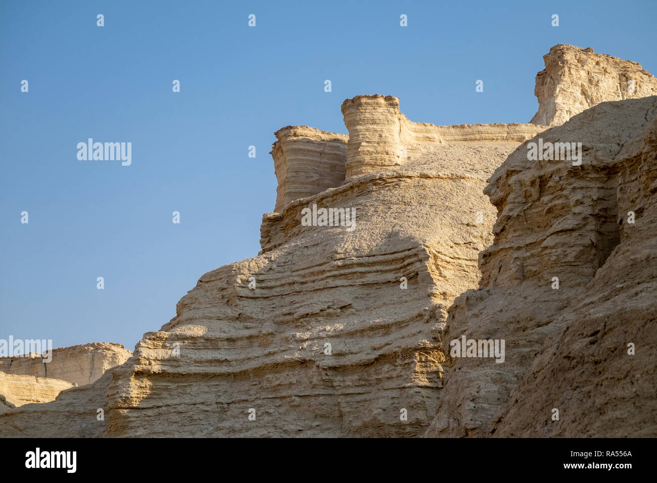 Marl stone formations. Eroded cliffs made of marl. Marl is a calcium ...