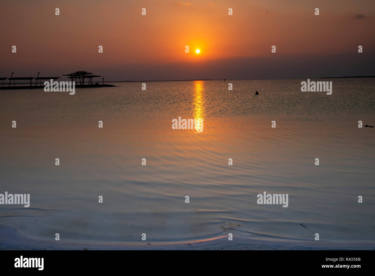 Sun set over the Dead Sea, Israel Stock Photo - Alamy