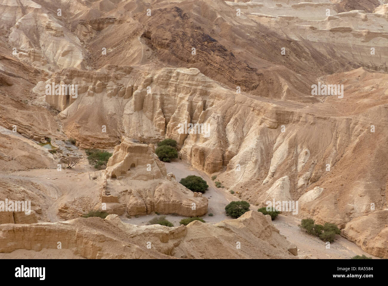 A deep dry river gorge cut in the dry sandstone by flood water. The ...