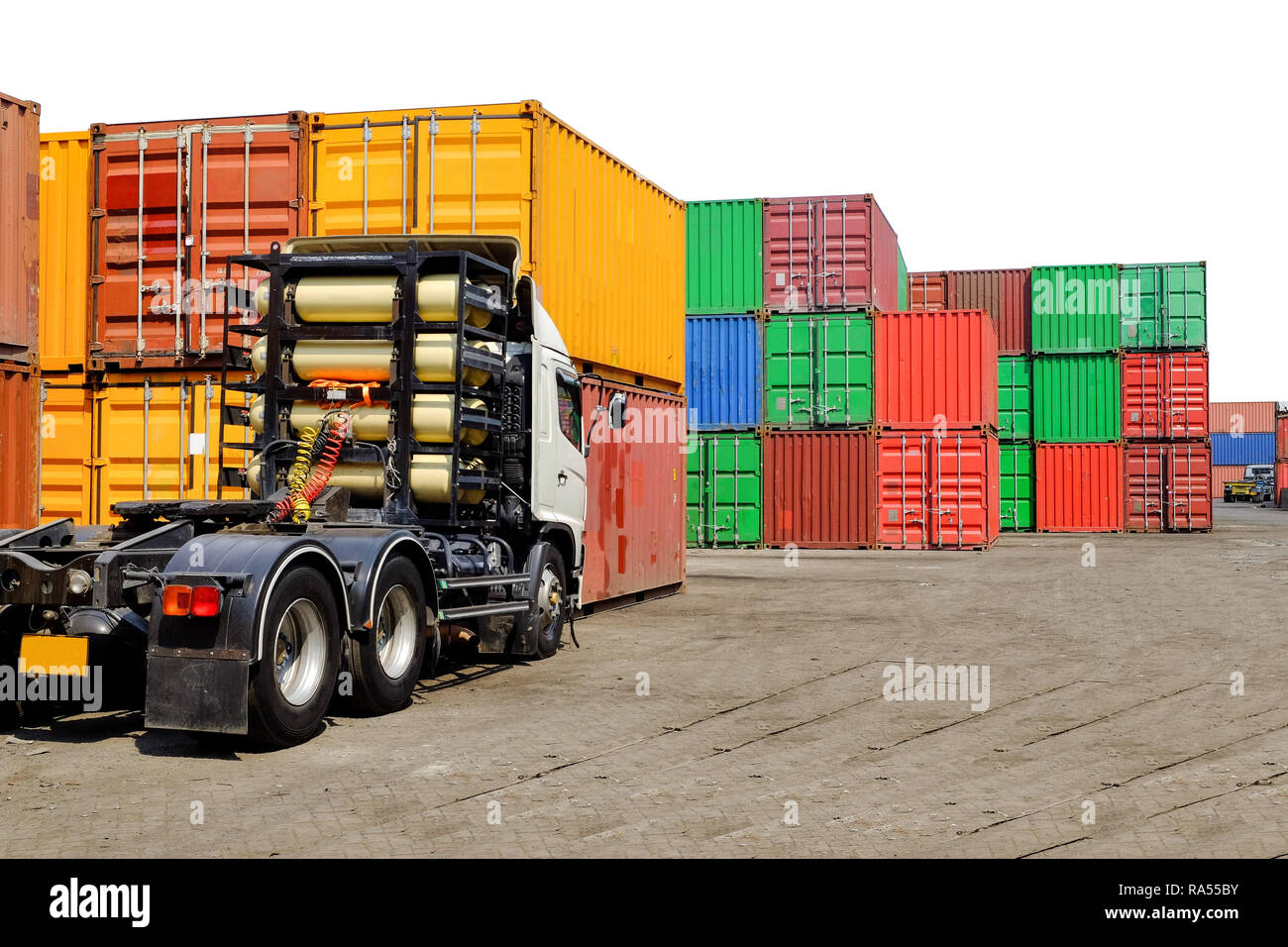 Trailer Truck and Industrial container for packing to transport in ...