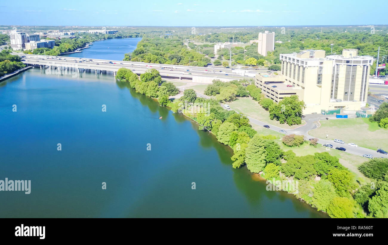 Top view Austin Colorado River and nature area in sunny summer d Stock ...