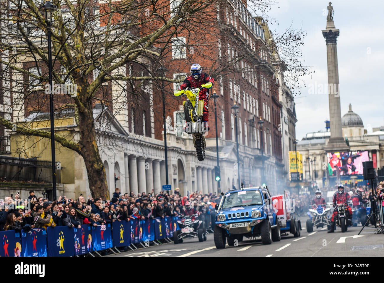Moto Stunts International motorbike display team at London New Year's ...