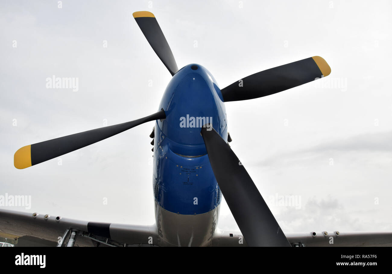 World War II era fighter plane front view of propeller Stock Photo - Alamy