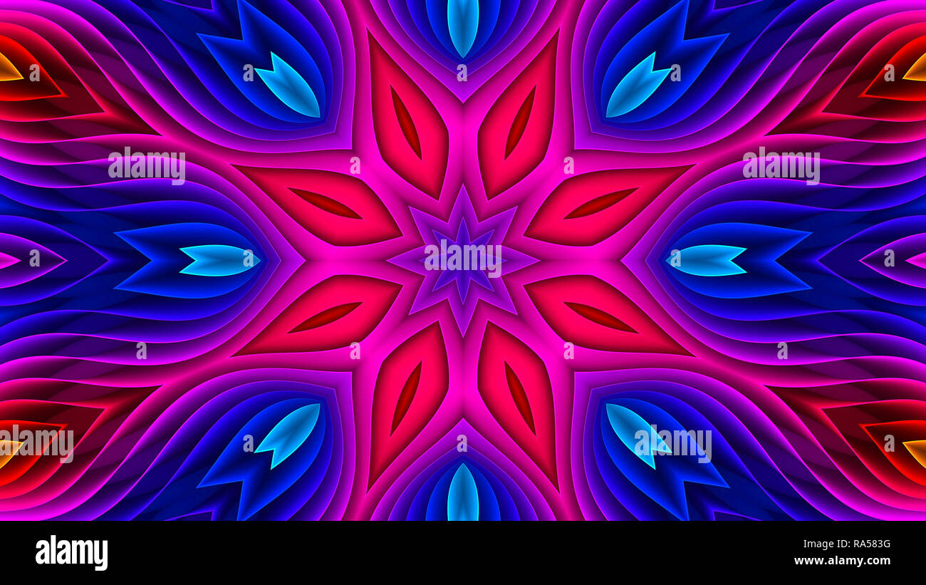 Abstract Colorful Symmetric Pattern Ornamental Decorative Kaleidoscope ...