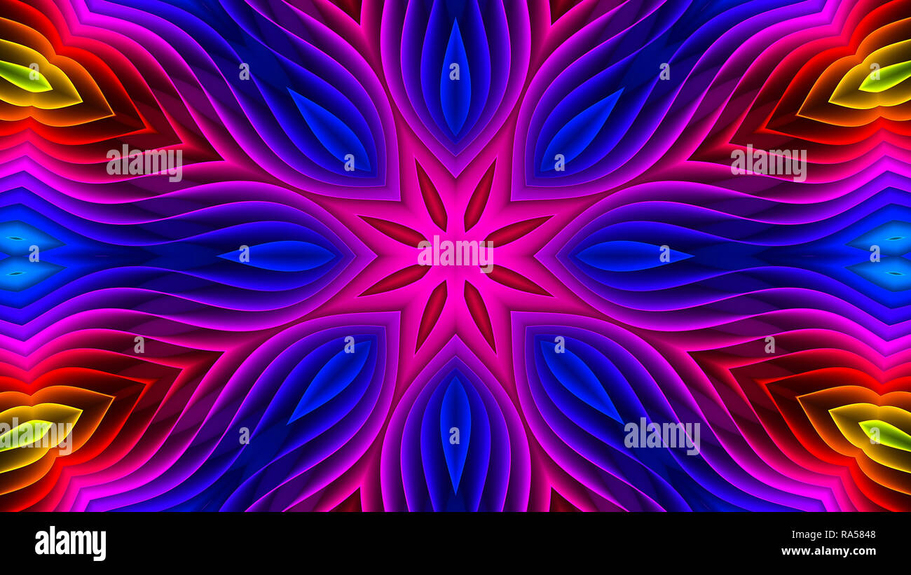 Abstract Colorful Symmetric Pattern Ornamental Decorative Kaleidoscope ...