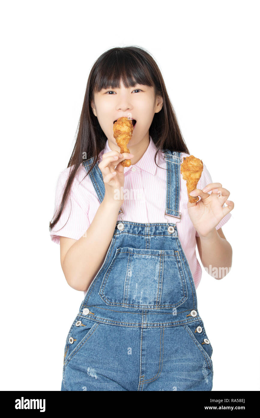 Asian woman eating fried chicken hi-res stock photography and images ...