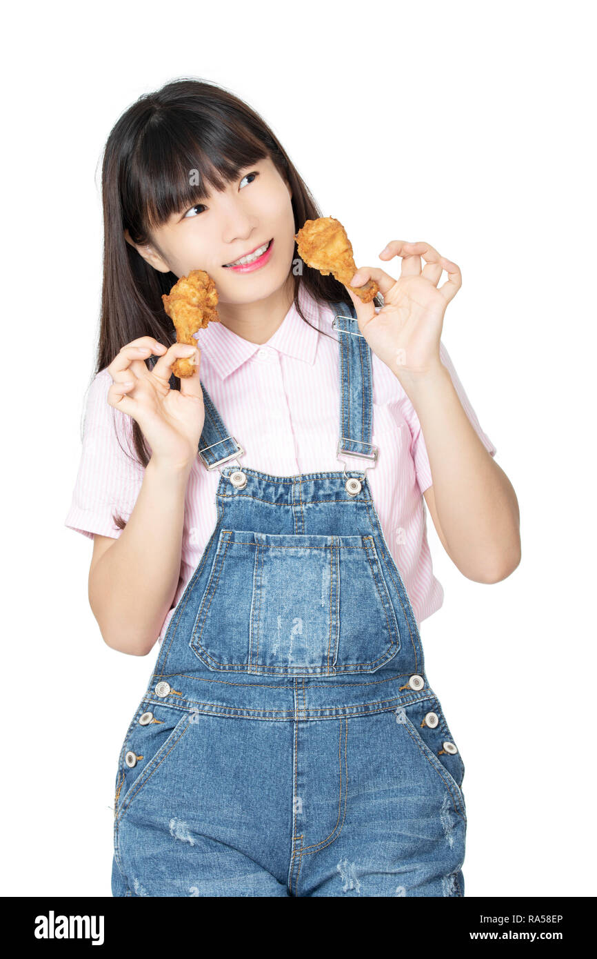 Asian woman eating fried chicken hi-res stock photography and images ...