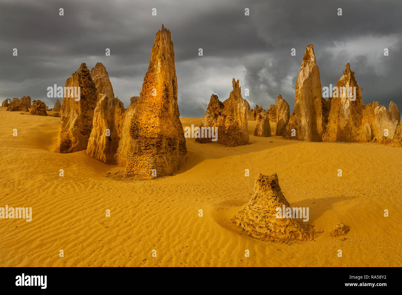 Ancient sculptures of the Pinnacle Desert in Nambung National Park ...