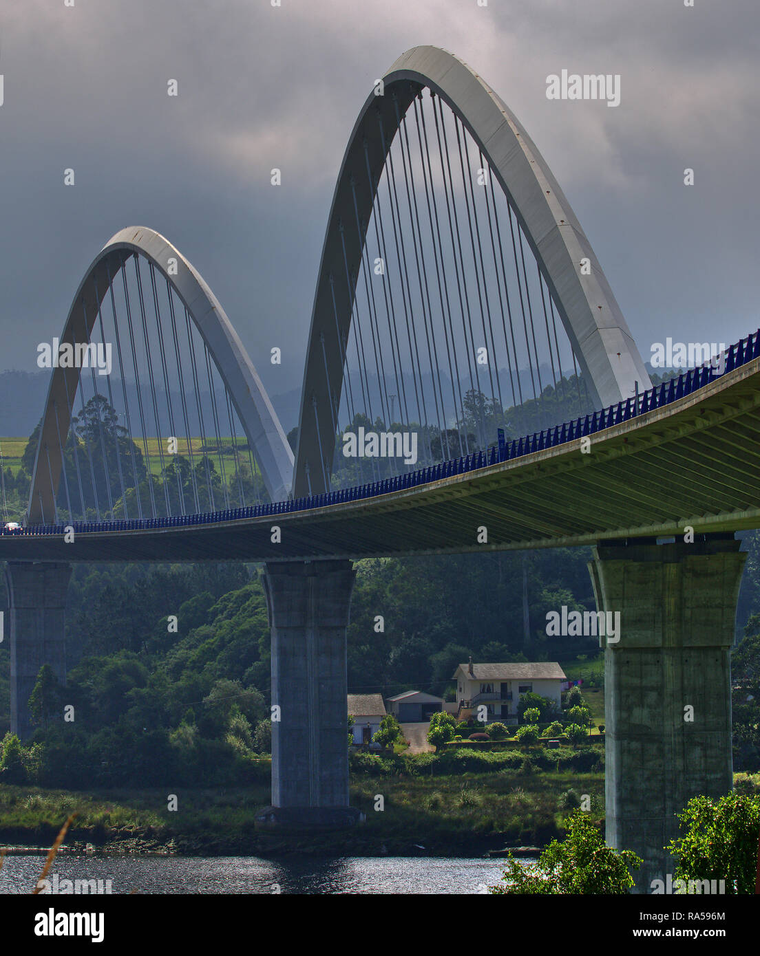 The bridge over the River Navia carrying the A-8, Asturias, Spain Stock ...