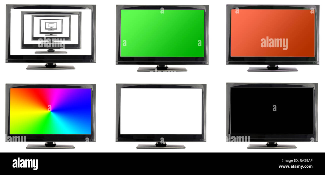 llcd tv monitor with many screens isolated on white background. empty ...