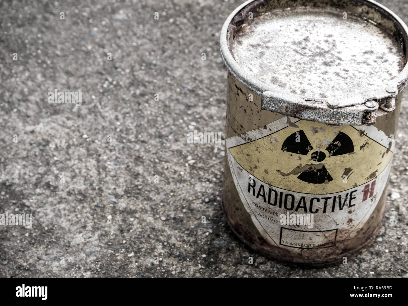 Old and rusted cylinder shape container of Radioactive material Stock ...
