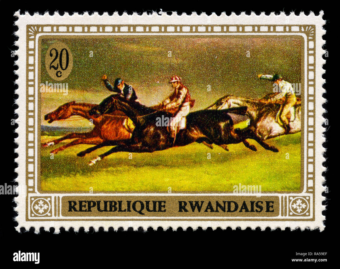 Postage stamp from Rwanda in the The horse in the Painting Art series ...