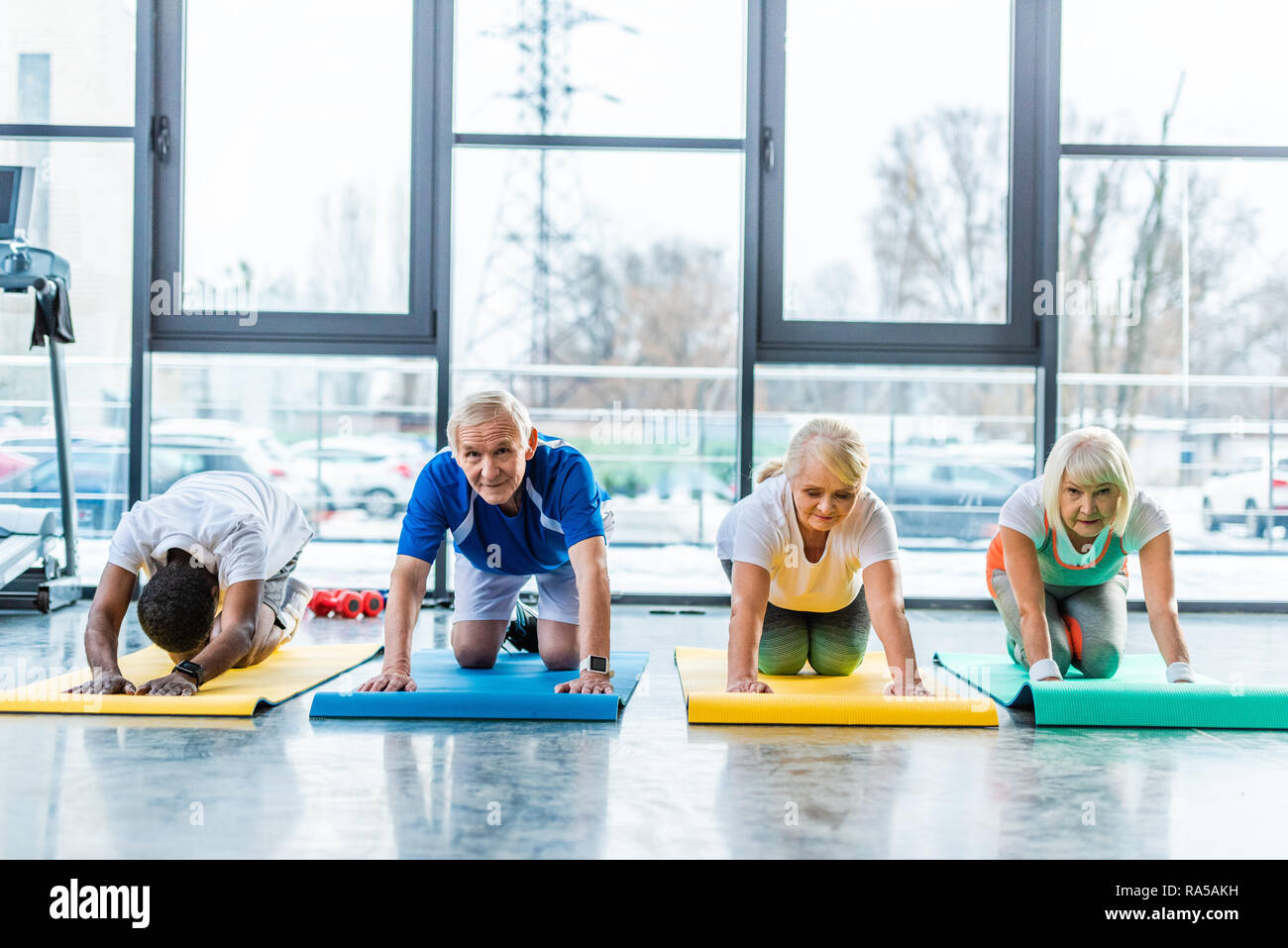 Elderly caucasian man making fitness hi-res stock photography and ...
