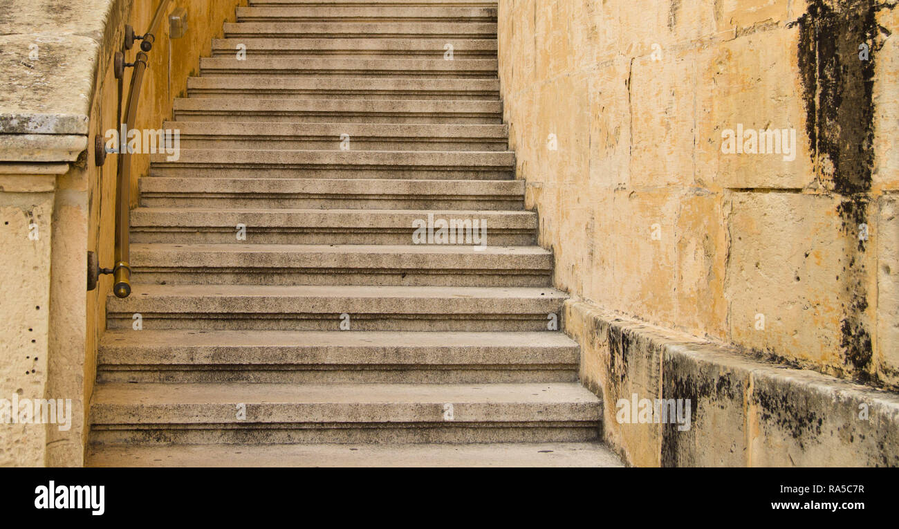 Stone stairs from the Mosta dome in Malta close up Stock Photo - Alamy