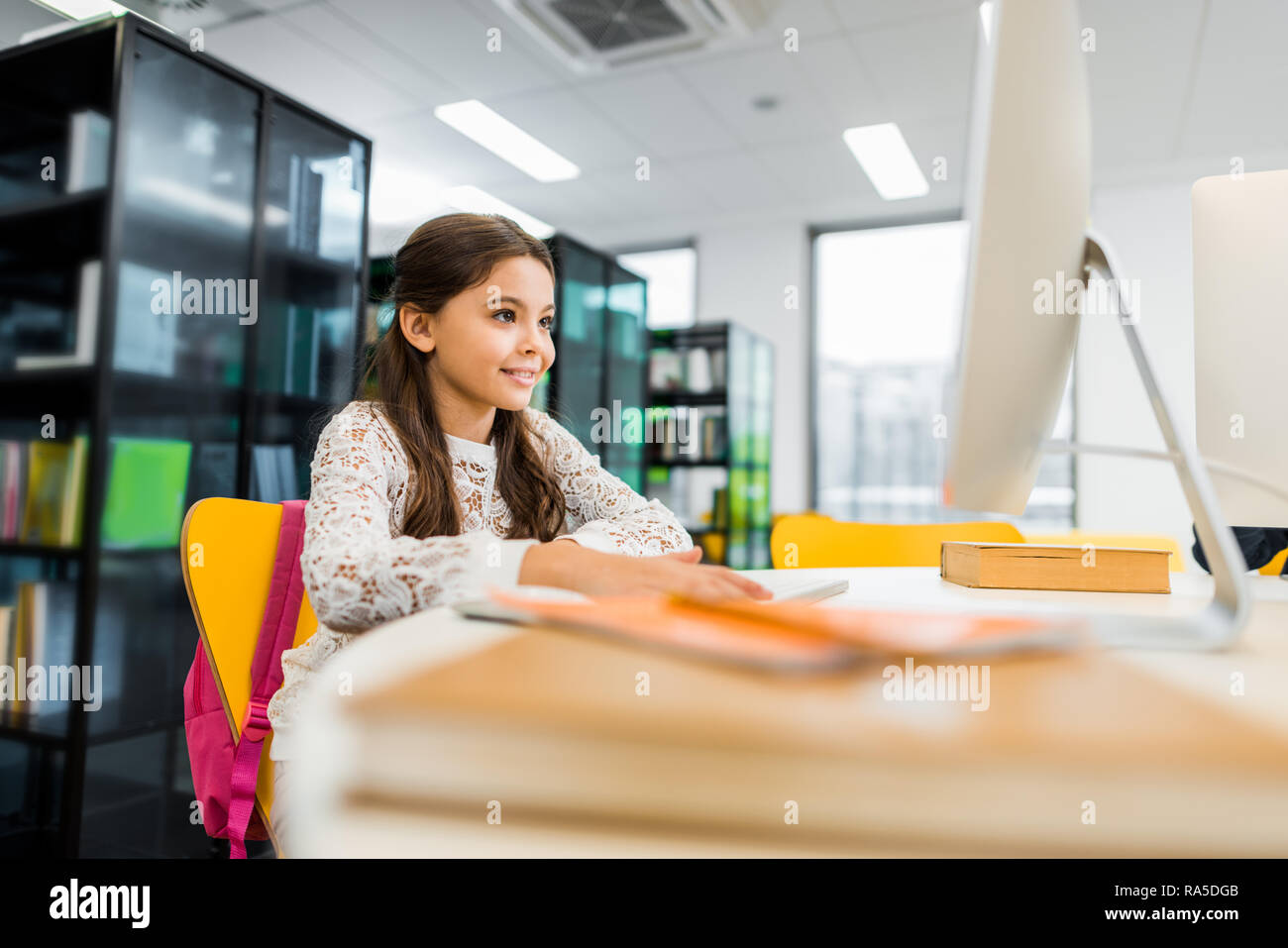 Child using desktop computer at school hi-res stock photography and ...
