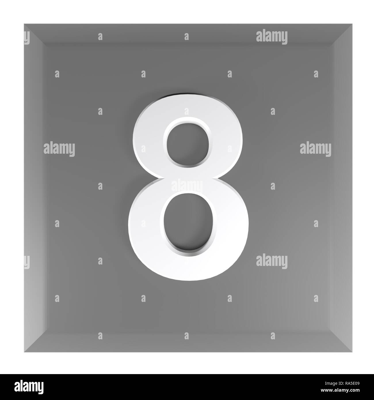 Number 8 square black push button - 3D rendering illustration Stock ...