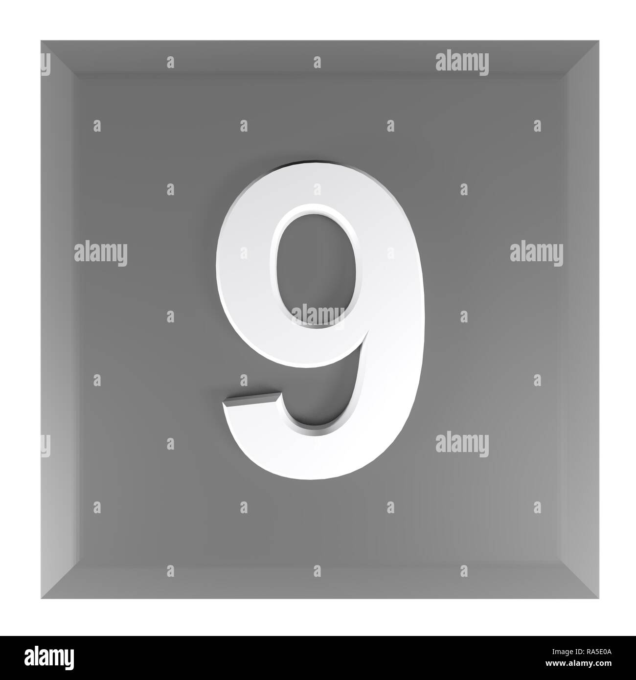 Number 9 square black push button - 3D rendering illustration Stock ...