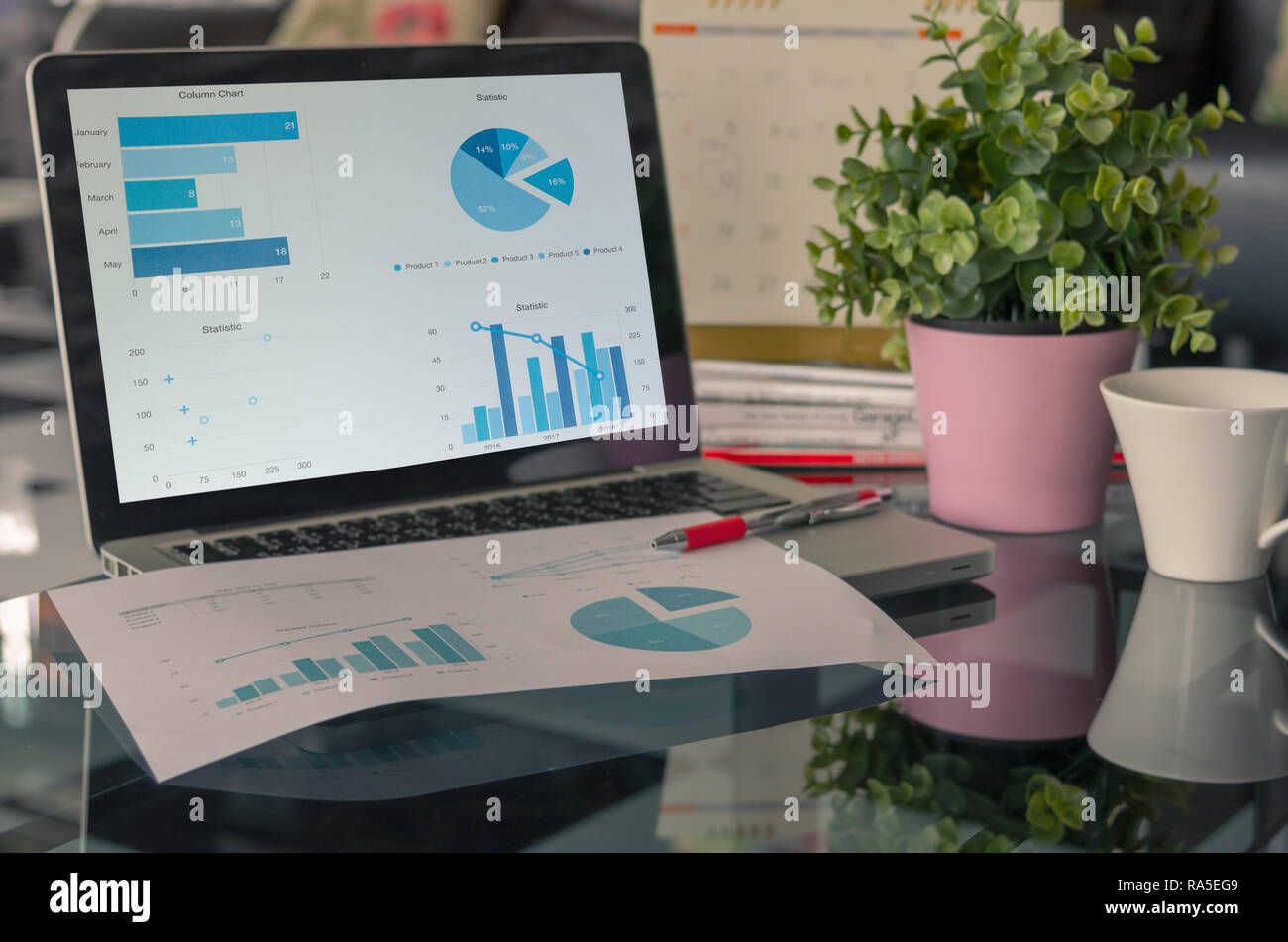 laptop with financial charts and graphs Stock Photo - Alamy