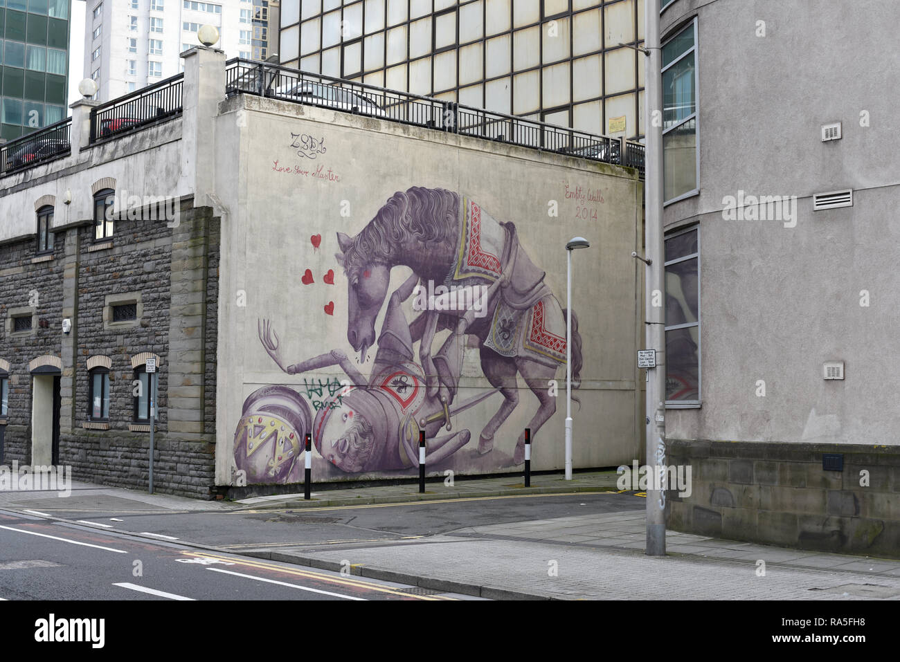 Commissioned artwork spoiled by graffiti number 3759 Stock Photo - Alamy