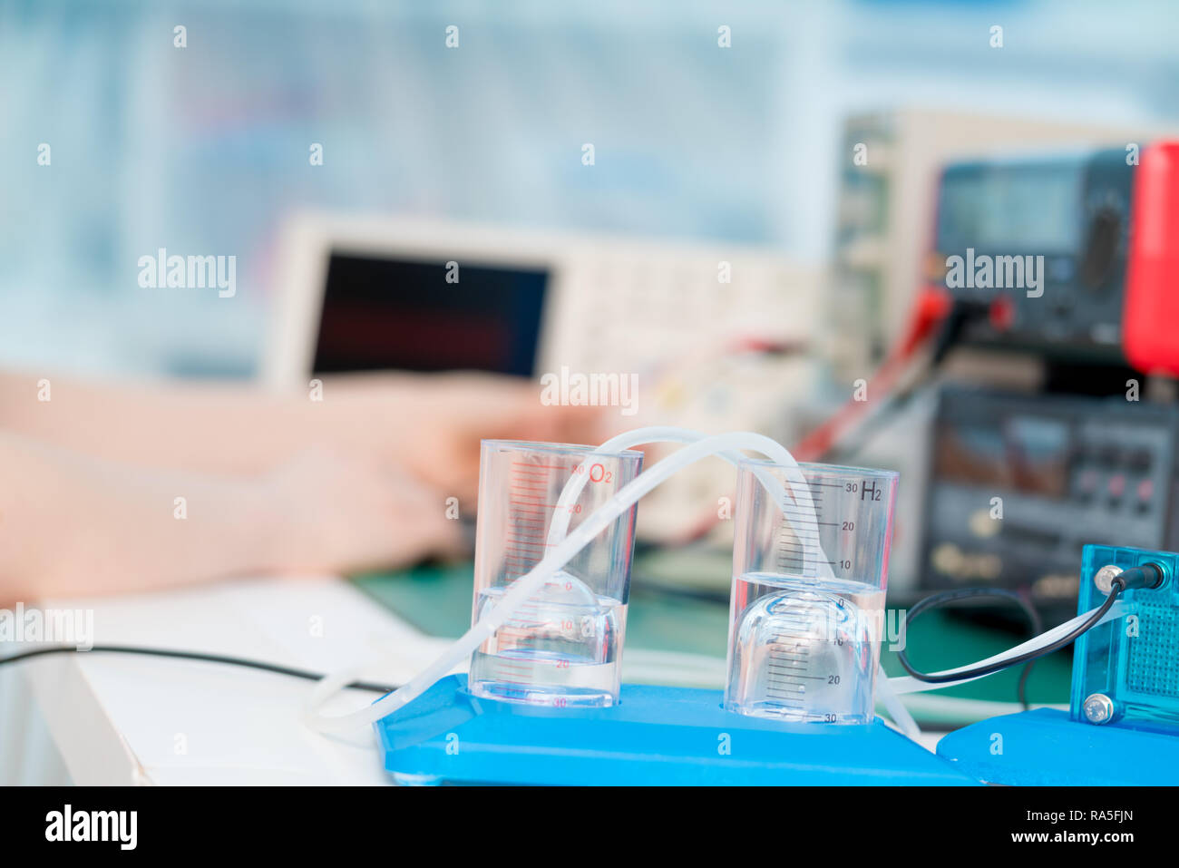 experiment with hydrogen power cells Stock Photo - Alamy