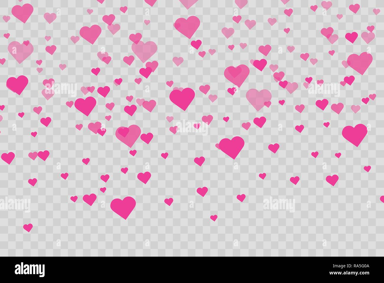 Heart confetti falling down isolated. Valentines day concept. Heart ...