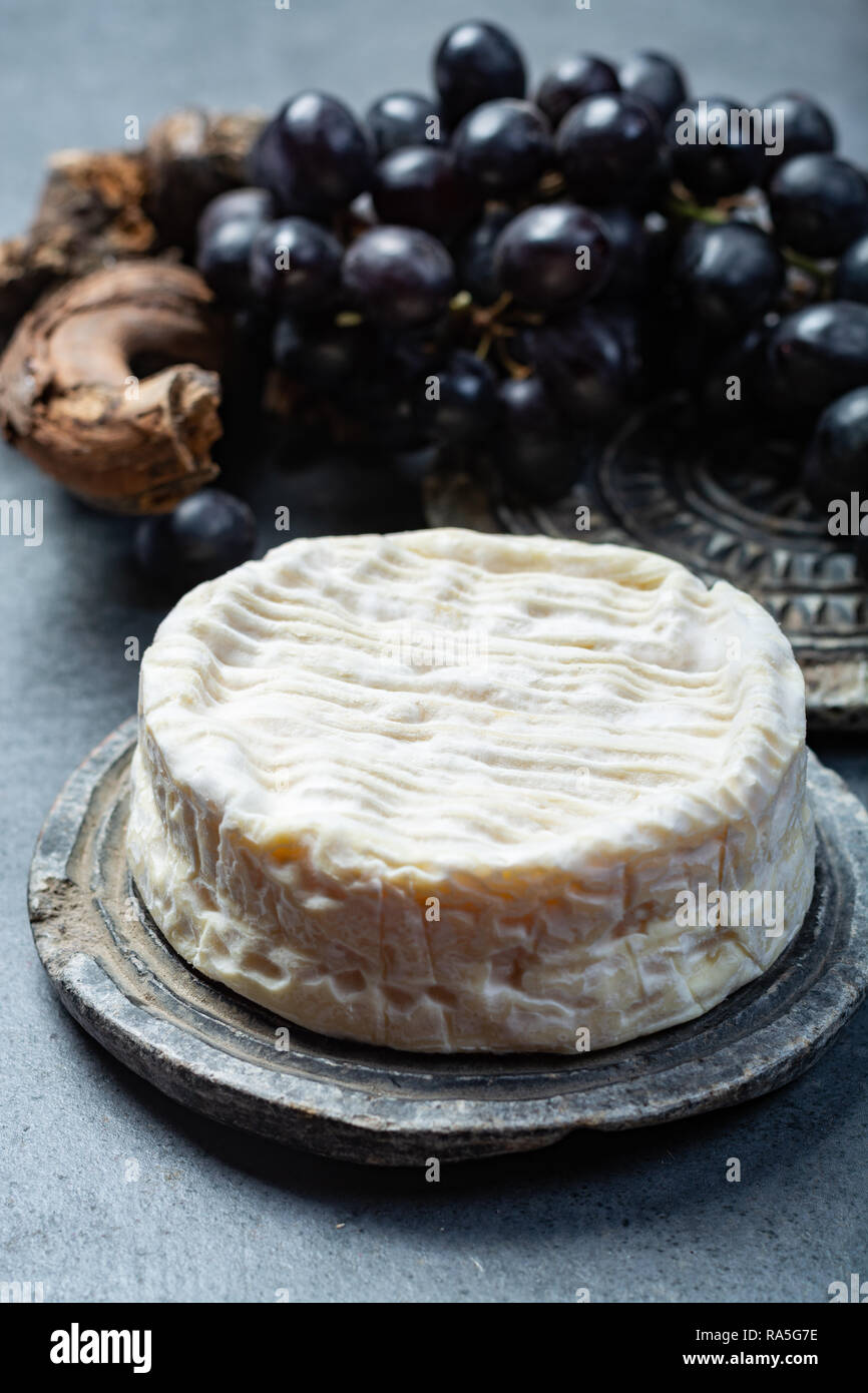 French soft Camembert cheese, original Camembert de Normandie, close up ...