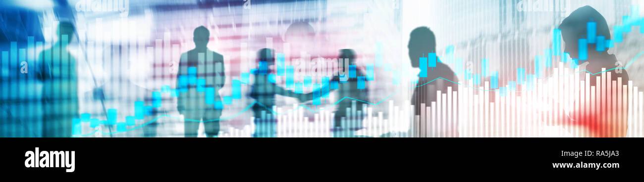 Online trading, FOREX, Investment concept on blurred business center ...