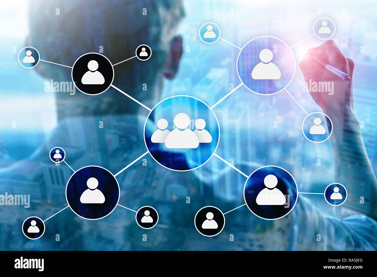 HR - Human resources management concept on blurred business center ...