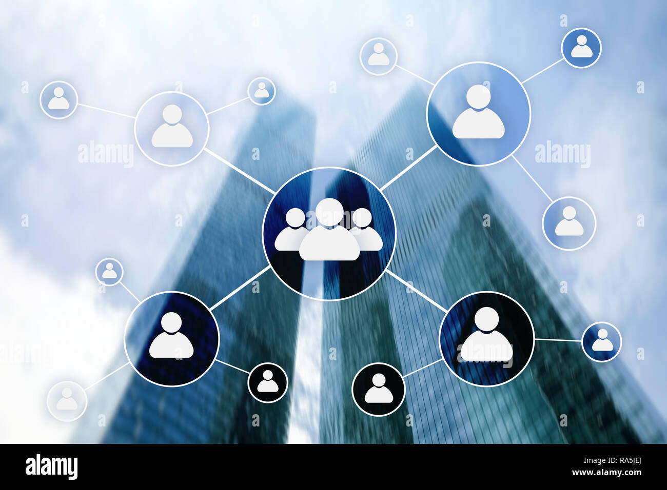 HR - Human resources management concept on blurred business center ...