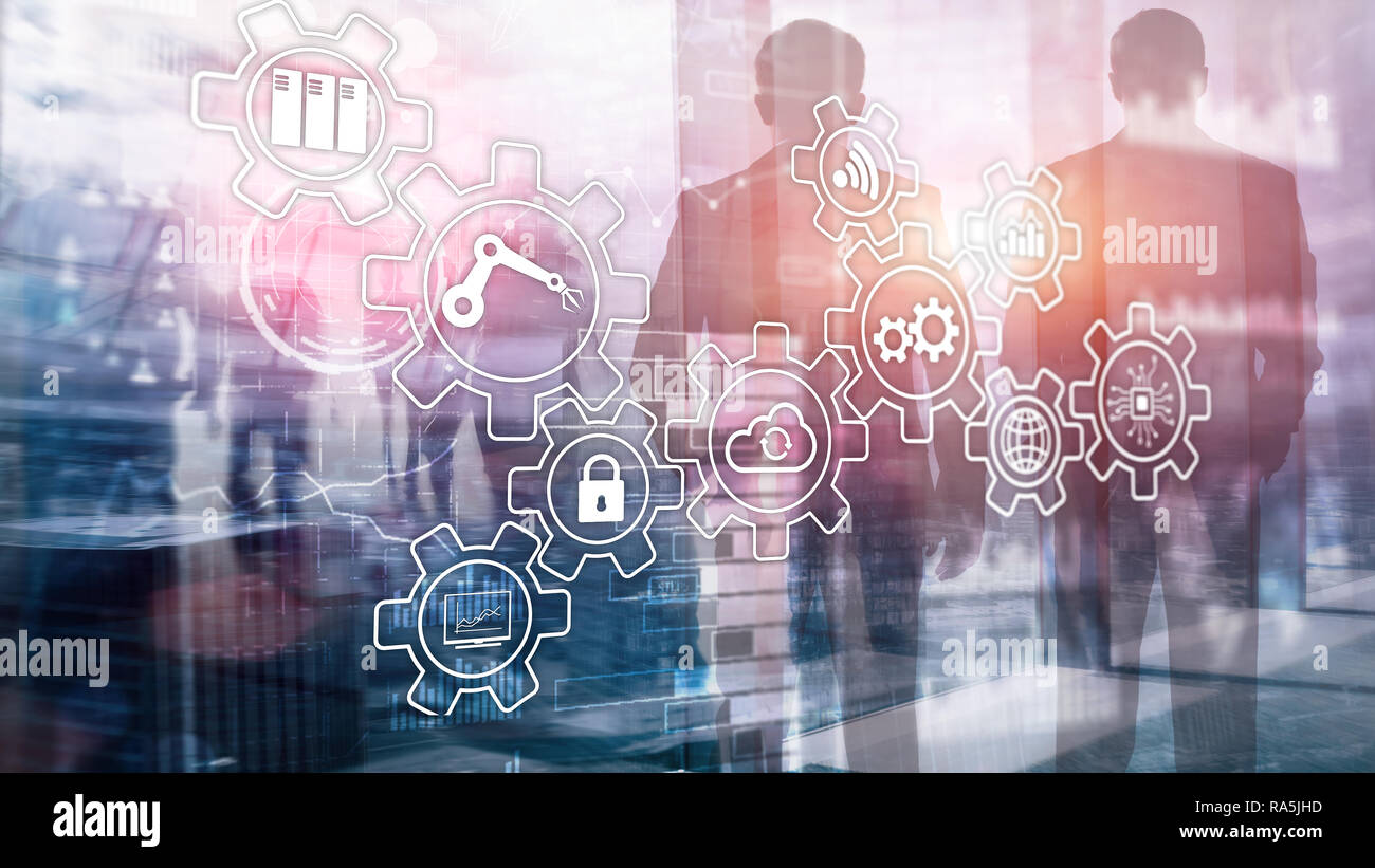 Technology innovation and process automation. Smart industry 4.0 Stock ...