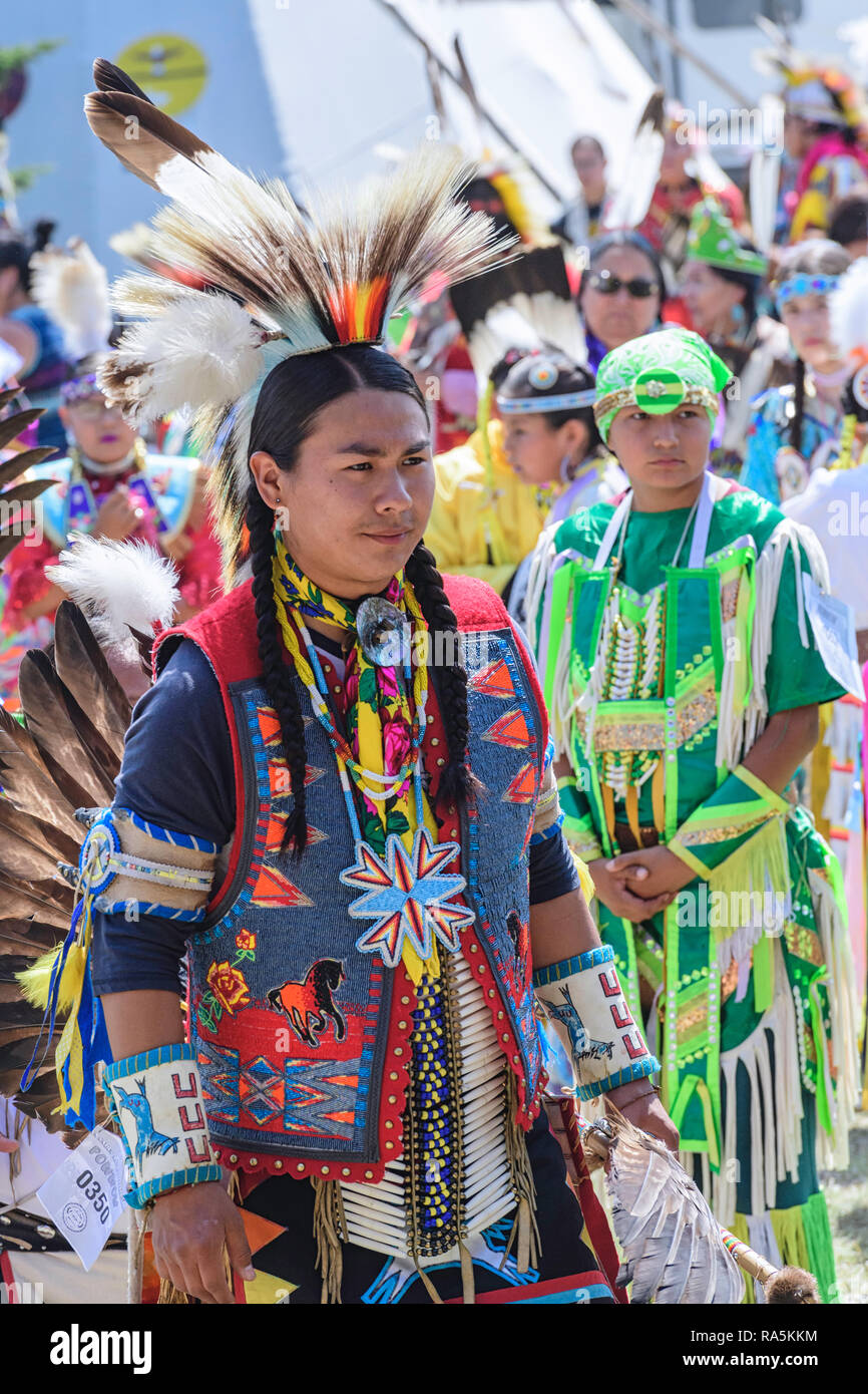 First Nation dancers at the Grand Entrance ceremony entering into the ...